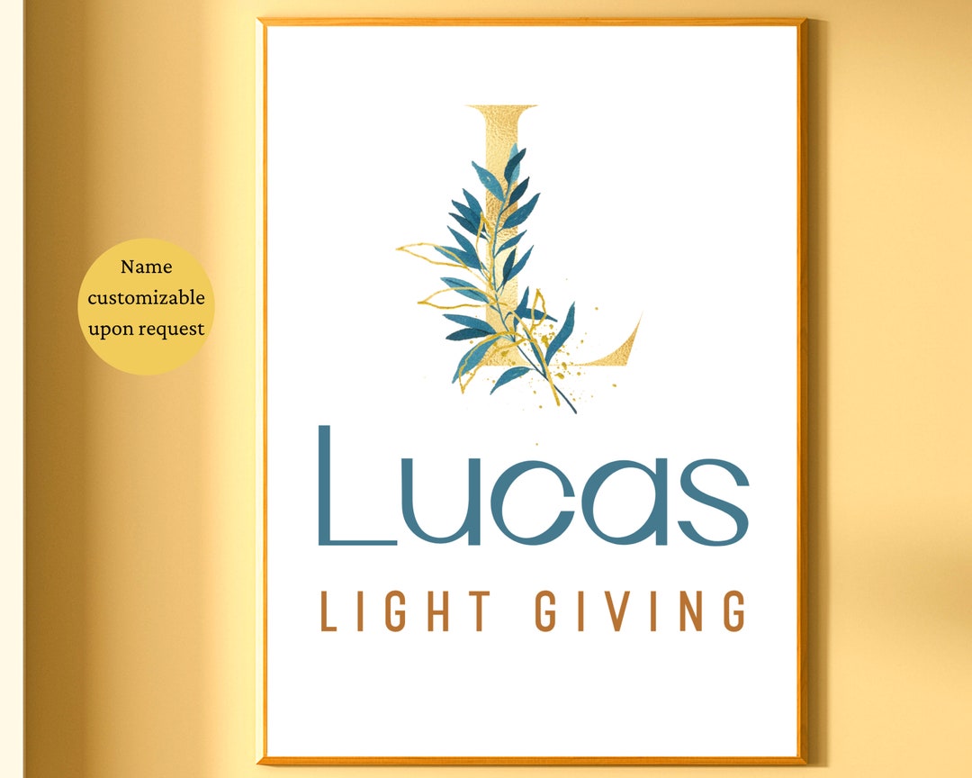 Lucas Name Meaning Wall Art Printable, Personalized Nursery Decor ...