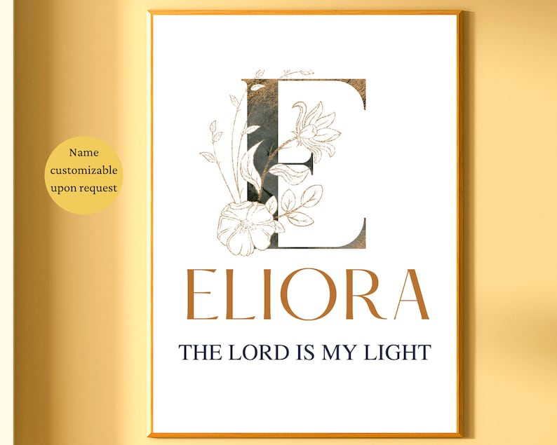 PERSONALIZED Eliora Baby Name Meaning Wall Art Printable, Nursery Wall Décor, Baby Shower Gift ...