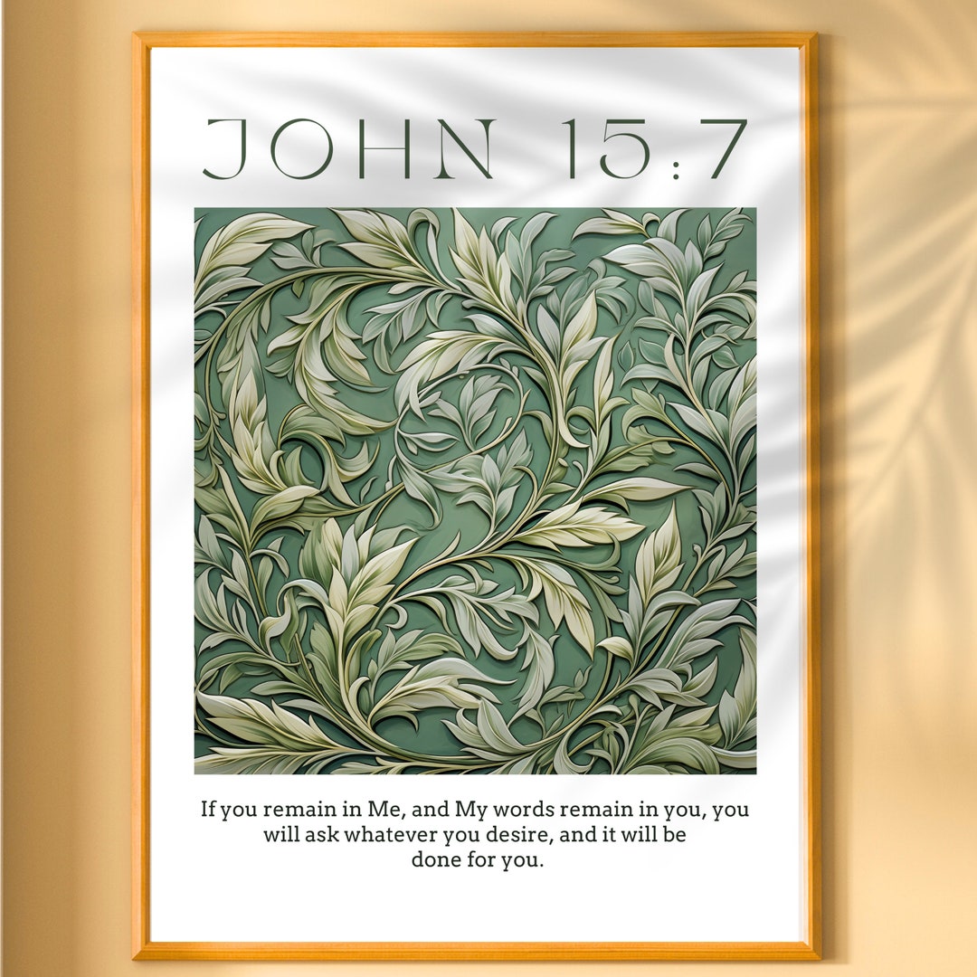 Christian Printable Wall Art, John 15:7 Christian Artwork Digital ...