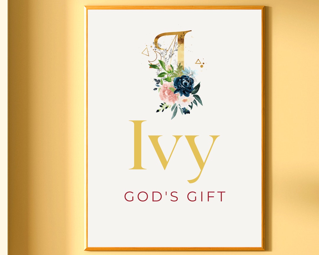 Ivy Floral Initial Nursery Print: Baby Name Meaning (digital Download ...