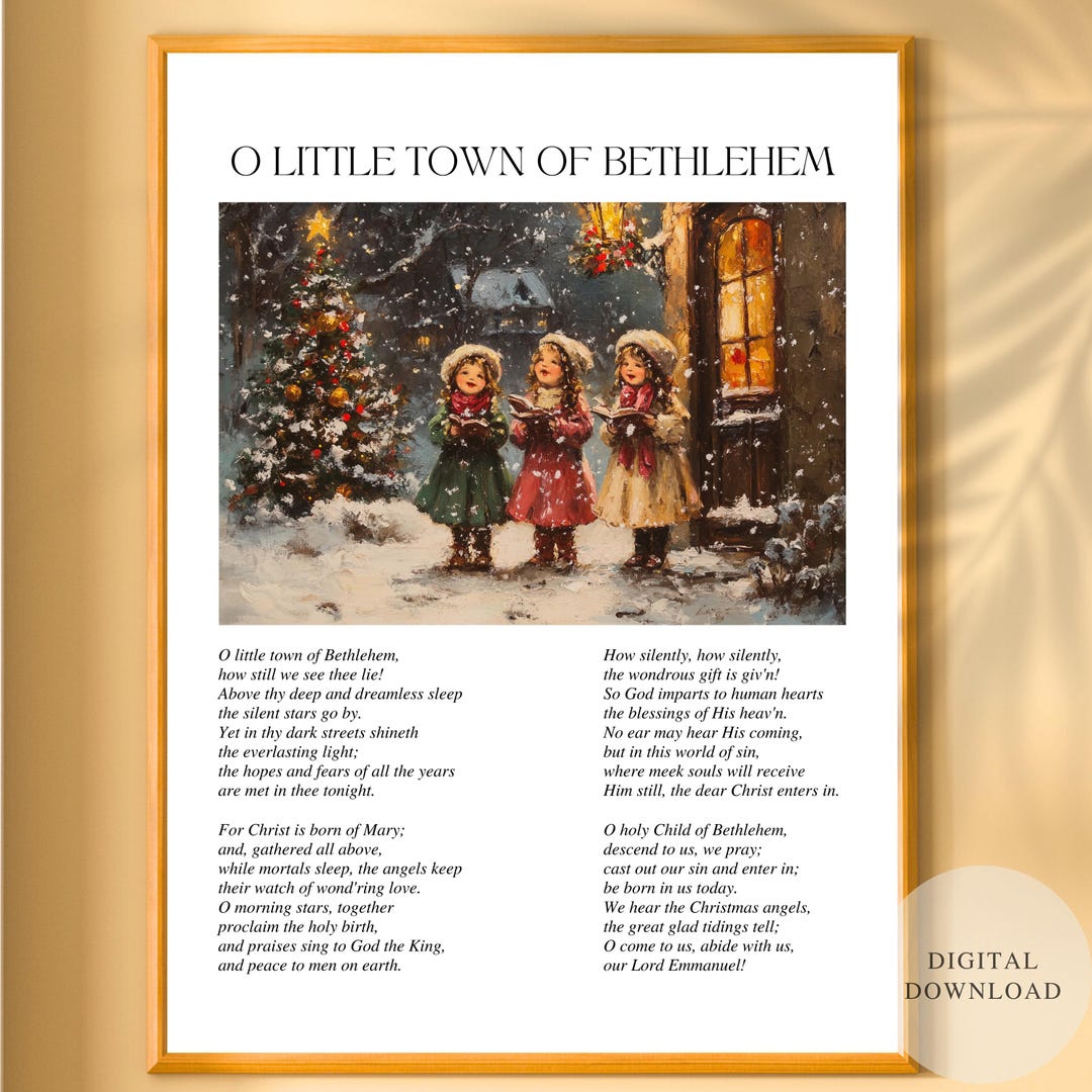 O Little Town of Bethlehem Printable Art Vintage O Little Town of ...