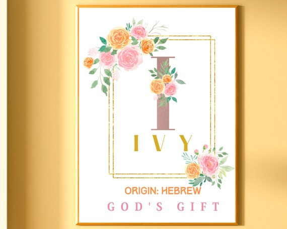 IVY Baby Name Meaning Wall Art Customised Ivy Baby Name | Etsy