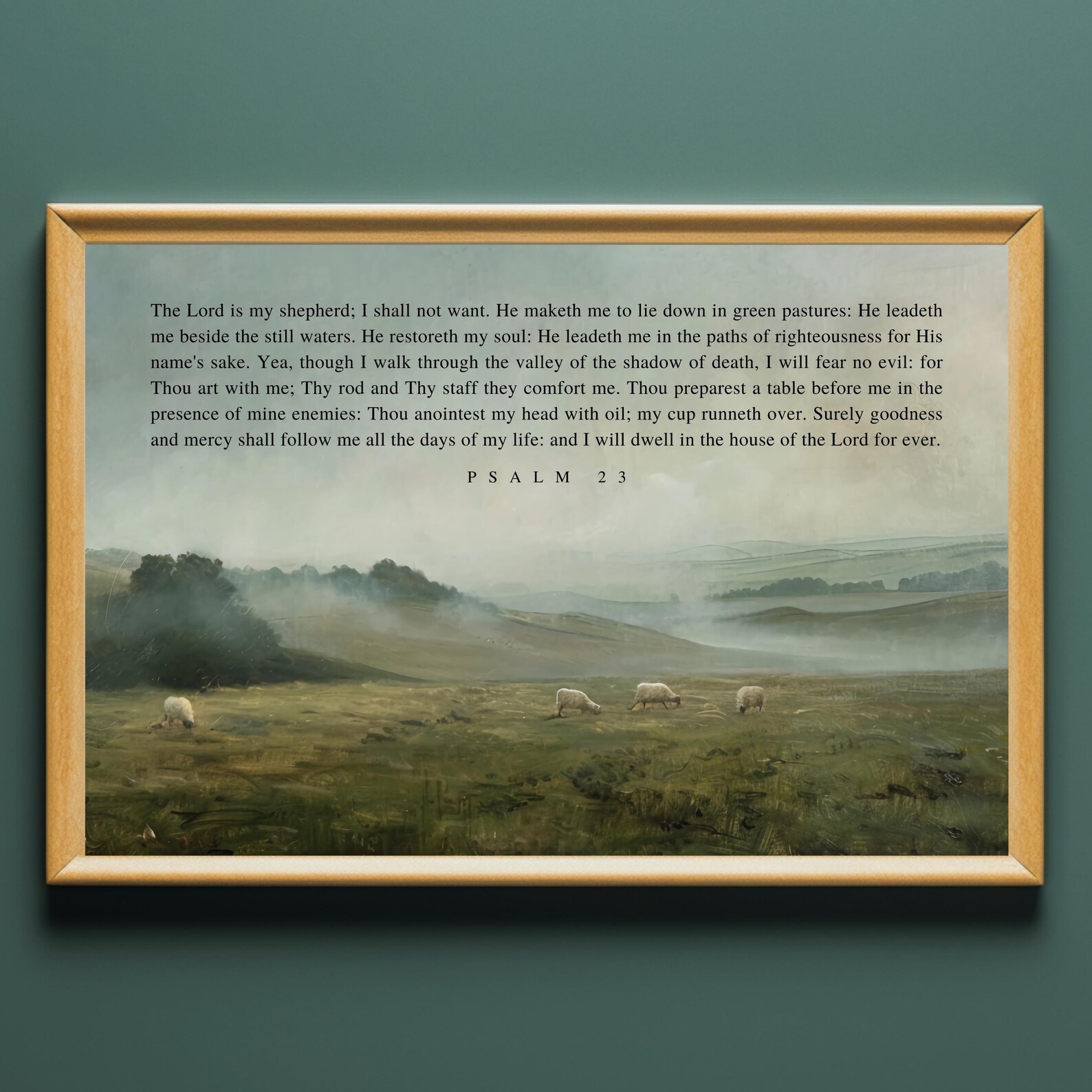 Psalm 23 Wall Art Vintage Horizontal Scripture Bible Verse Print the ...