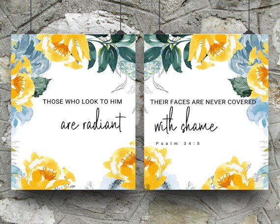Psalm 34:5 Scripture Wall Art Printable Modern Bible Verse | Etsy