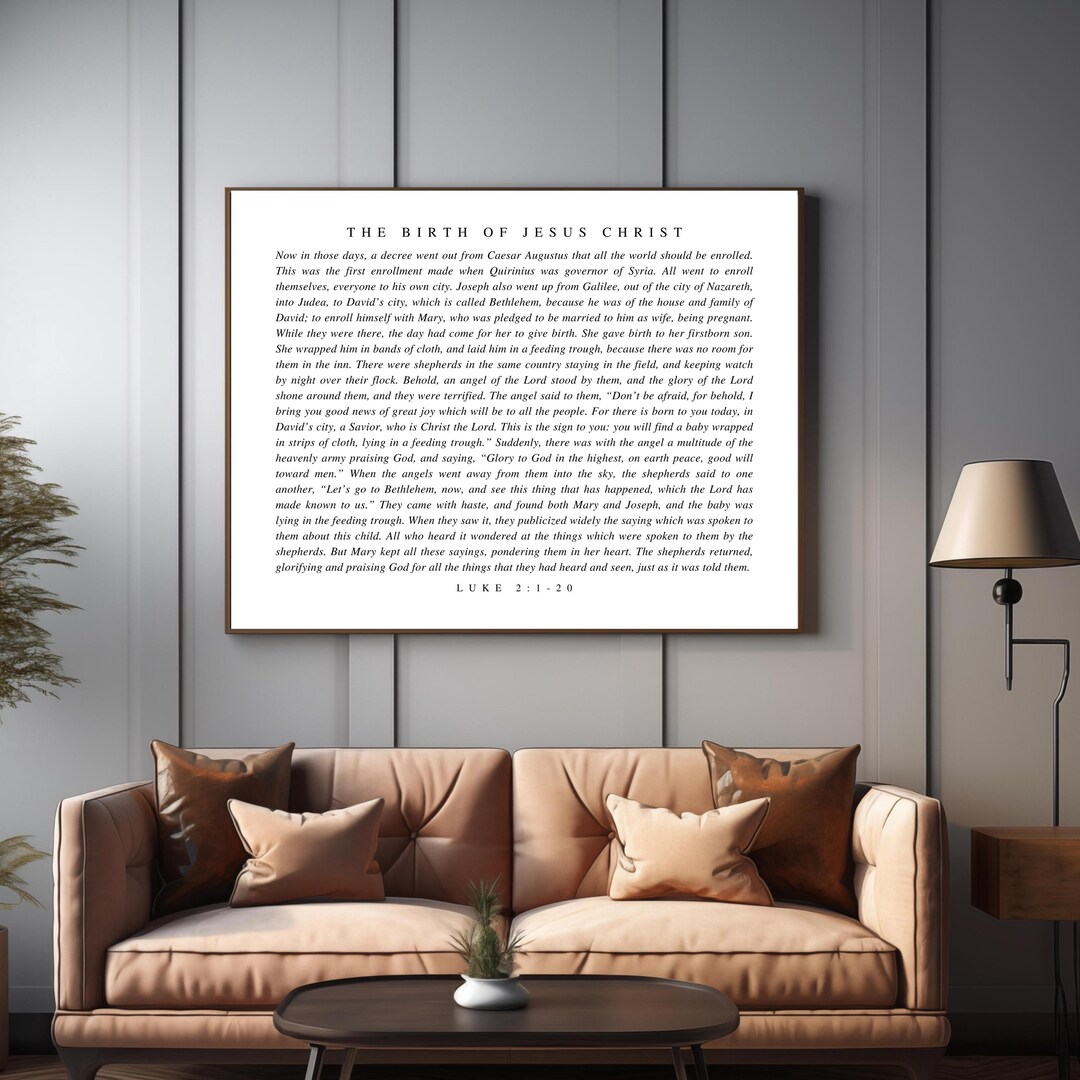 Luke 2:1-20 the Birth of Jesus Christ Christian Home Wall Decor Bible ...