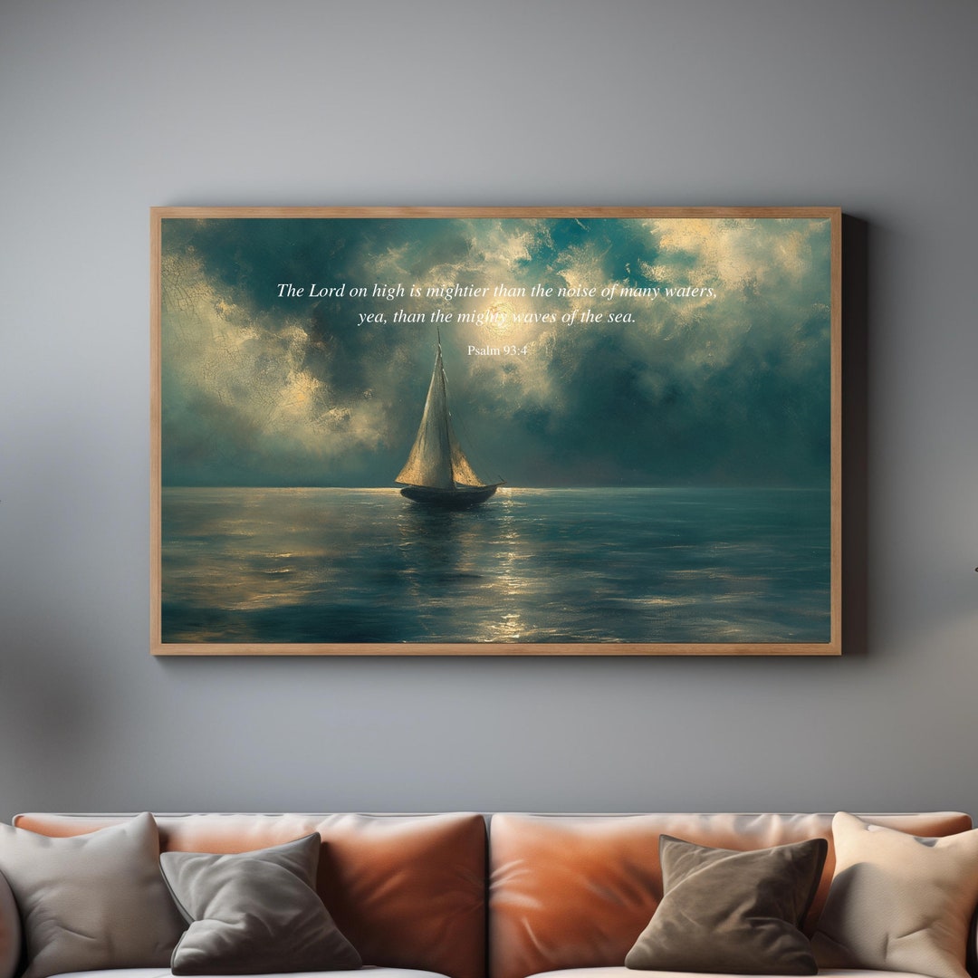 Psalm 93:4 Horizontal Bible Verse Art Prints Christian Wall Art Vintage ...