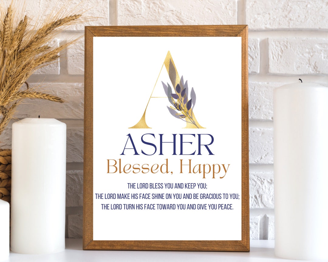 Asher Name Decor, CUSTOMIZABLE Boys Name Meaning Wall Art Printable ...