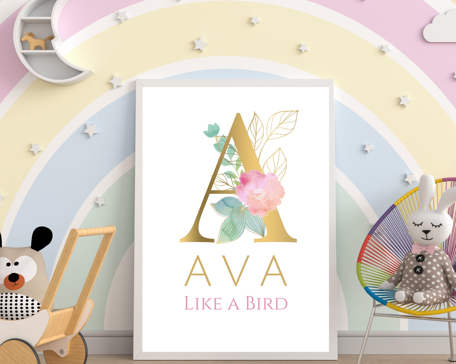 AVA Baby Name Print Nursery Wall Art Decor Baby Shower | Etsy