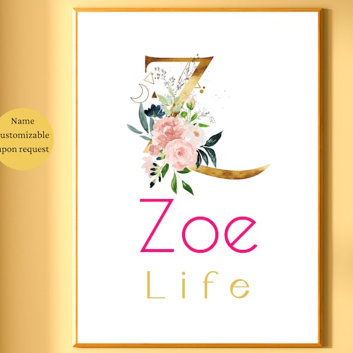 Zoe Name Meaning Print Name Print Wall Art Minimalist - Etsy