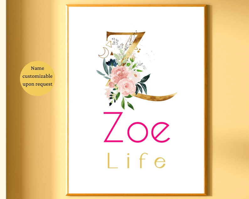 Impresión personalizada de nombre y letra nombre de Zoe que - Etsy España