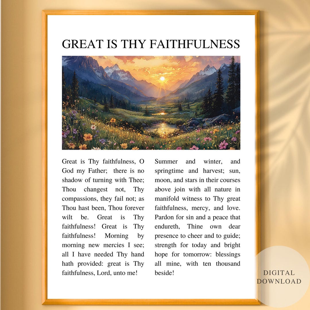 Great is Thy Faithfulness Hymn Wall Art, Sunrise Mountain Christian ...