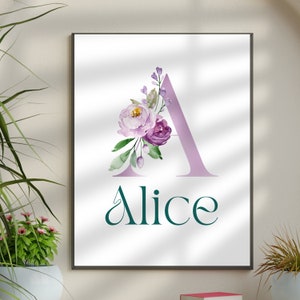 Custom Alice Name Wall Art Personalized Baby Girl Gift Printable ...