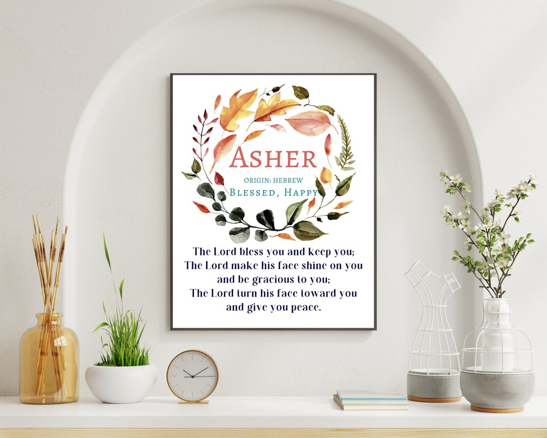 ASHER Name Meaning Wall Art Printable Custom Boys Name Wall - Etsy.de