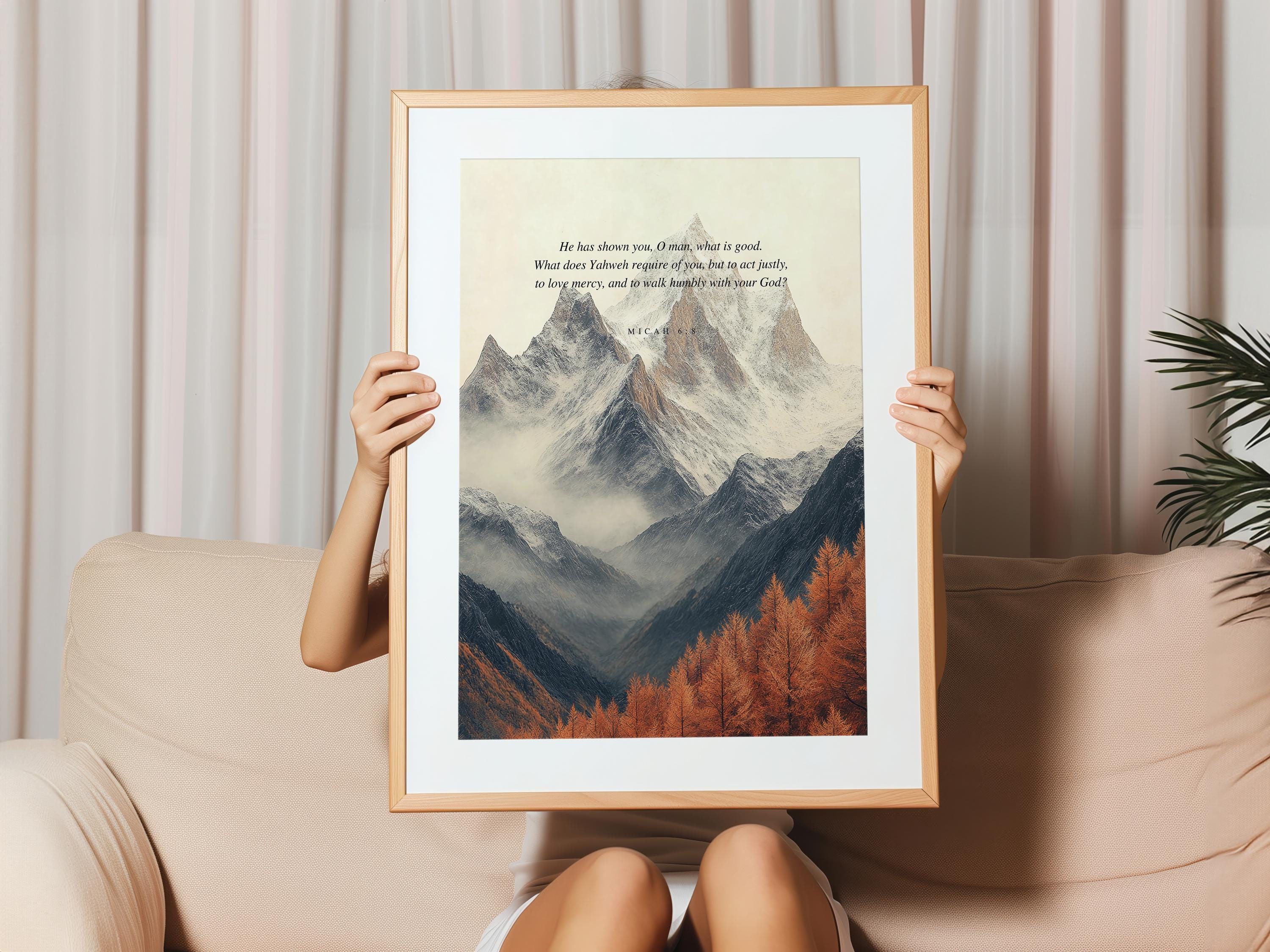 Micah 6:8 Bible Verse Mountain Art Print (digital Download) - Etsy