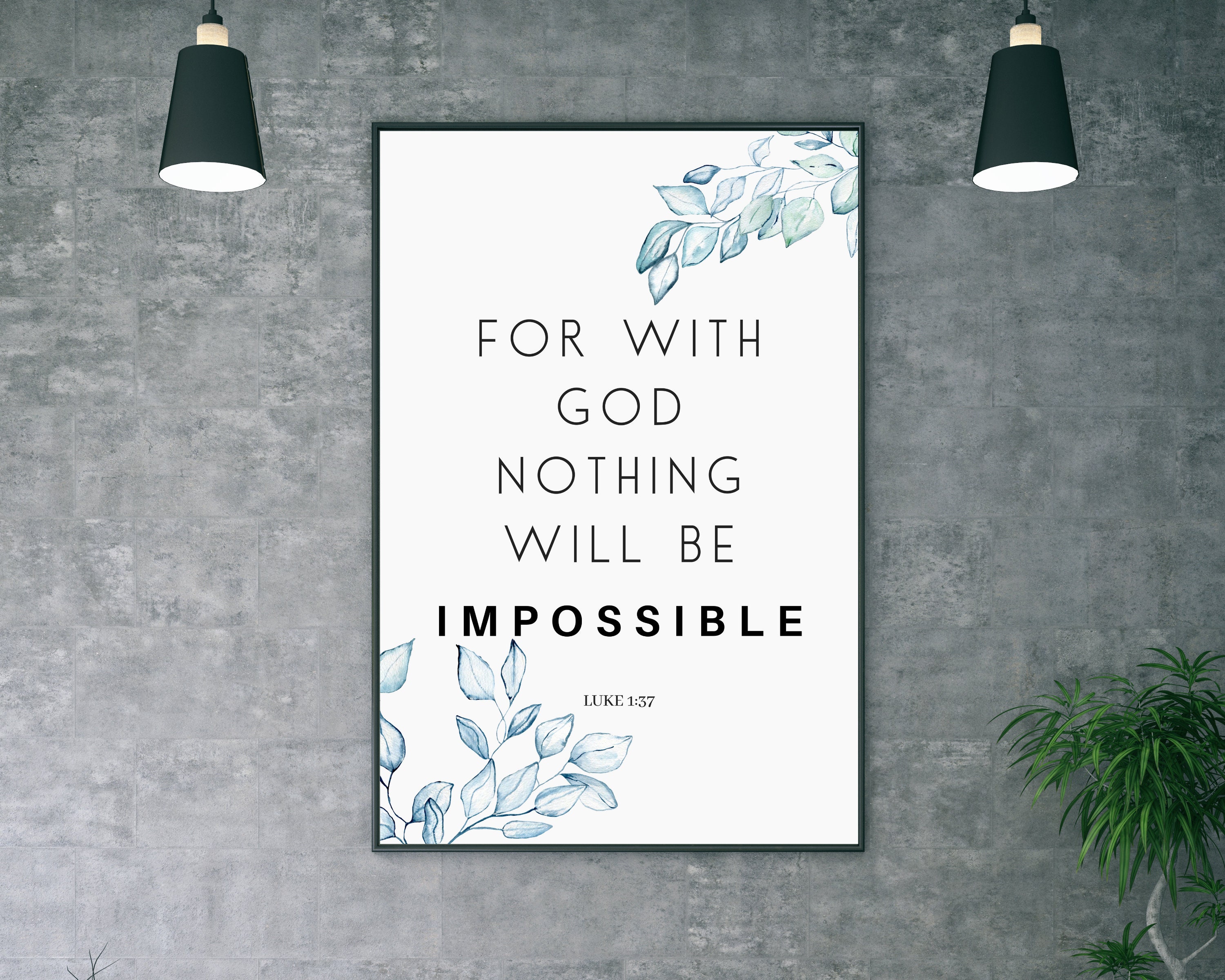 Luke 1:37 for With God Nothing Will Be Impossible Bible Verse - Etsy ...