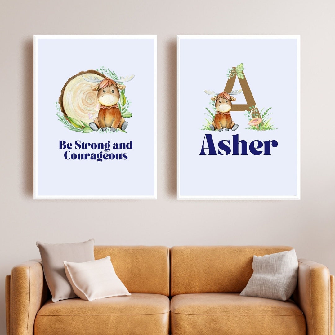 Be Strong Boys Set of 2 Personalized Name Art Baby Boy - Etsy