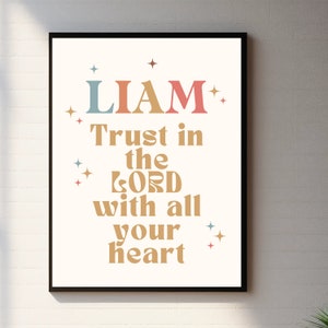 Liam Name With Bible Verse Wall Art Printable Nursery Room Wall Art ...