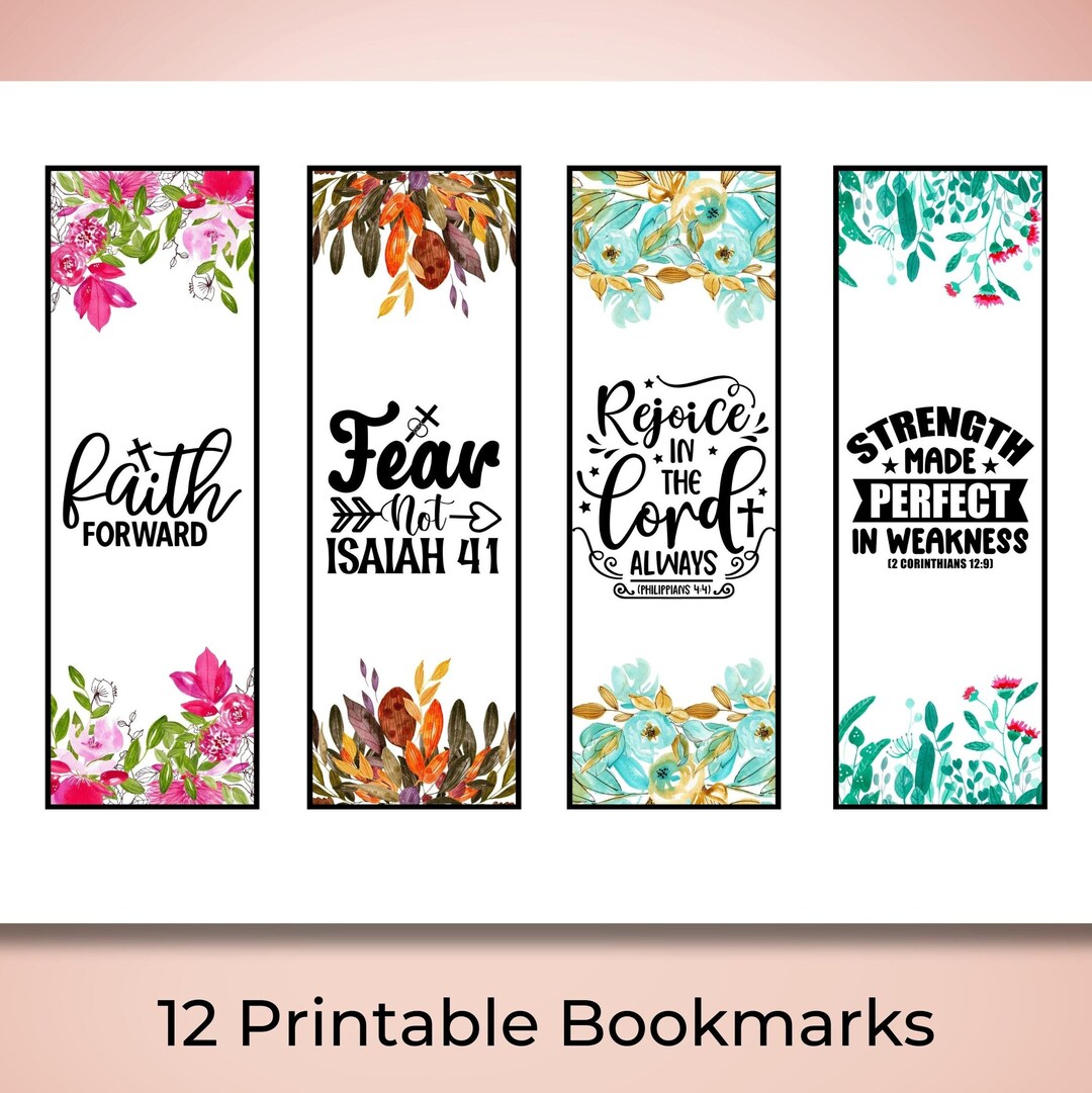 12 Floral Scripture Printable Bookmark, Bible Verse Bookmark, Christian ...