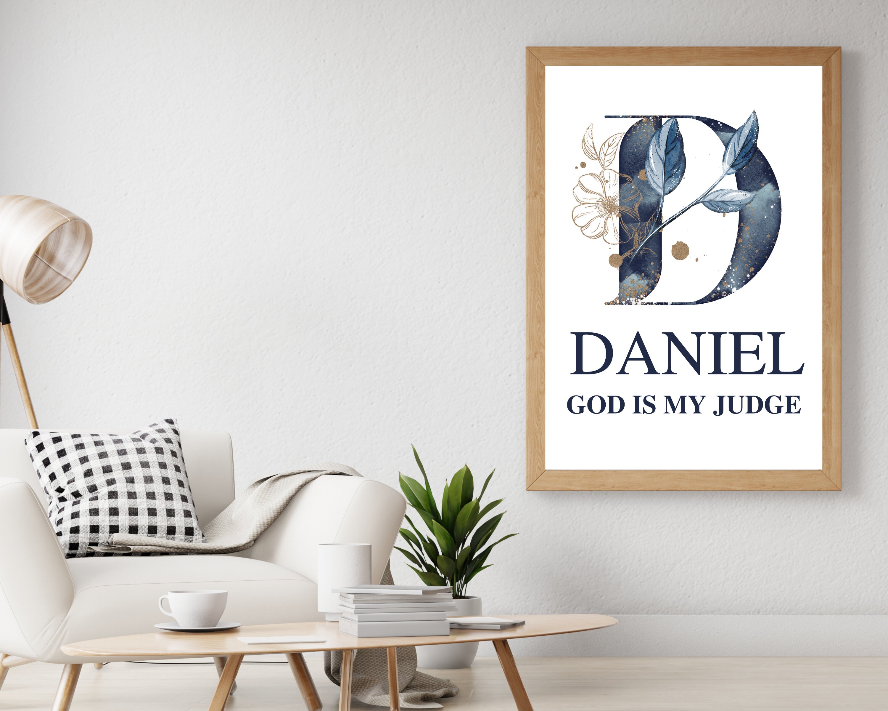 CUSTOMIZABLE Daniel Name Meaning Wall Art Printable Blue Name | Etsy