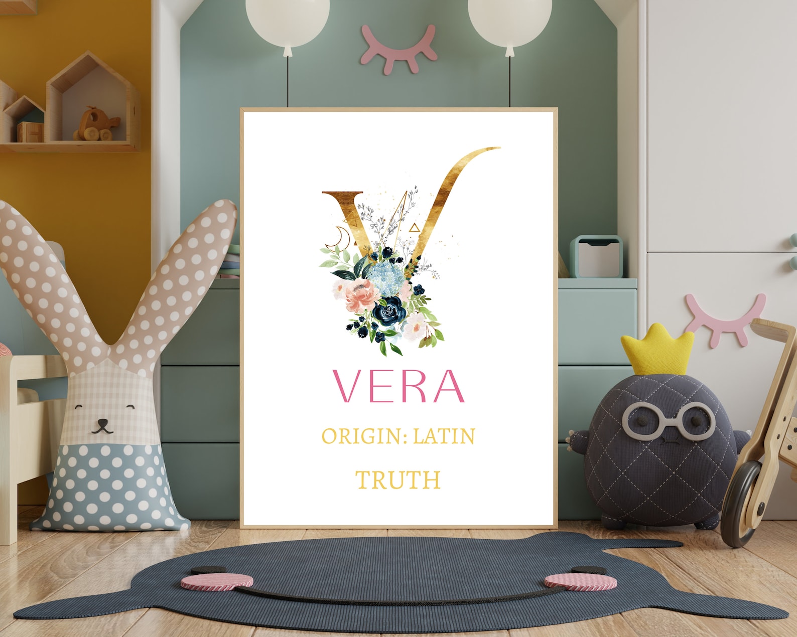 Vera Girls Name Meaning Wall Art Printable With Latin Meaning - Etsy