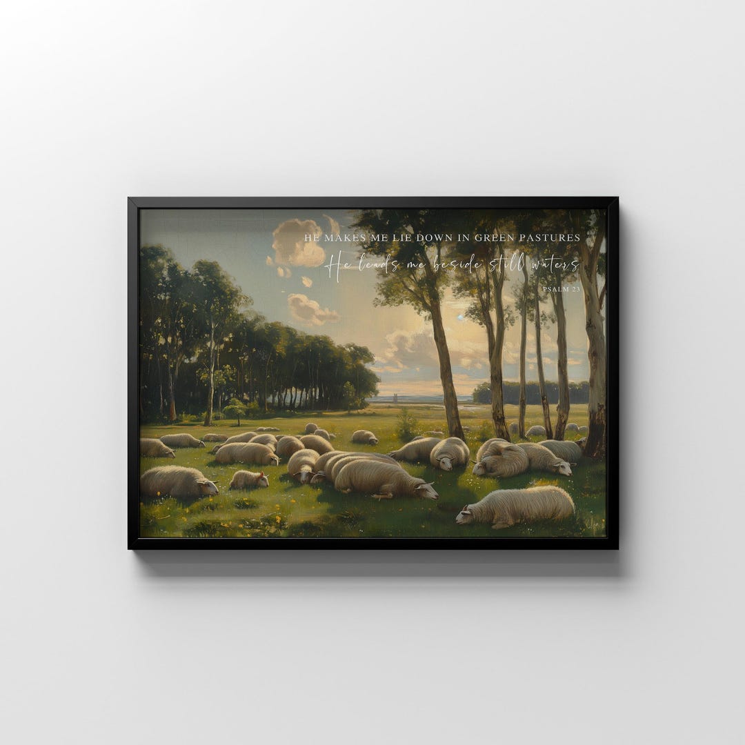 Psalm 23 Sheep Meadow Print: KJV Bible Verse Wall Art (digital Download ...