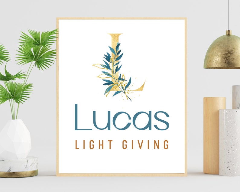 Lucas Name Meaning Wall Art Printable, Personalized Nursery Decor ...