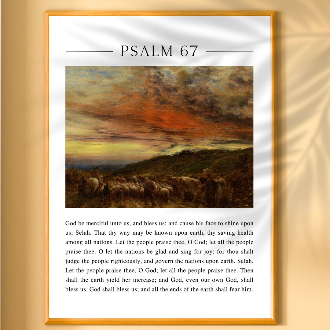 Psalm 67 God Be Merciful Scripture Wall Art Vintage Bible Verse Art ...