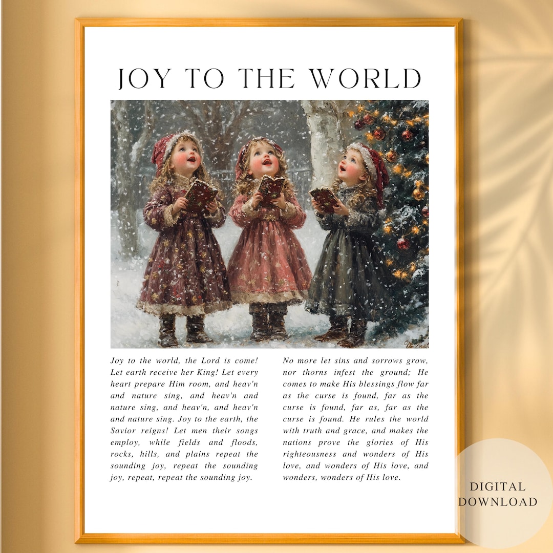 Joy to the World Christmas Song Lyrics Print Christian Hymn Wall Art ...