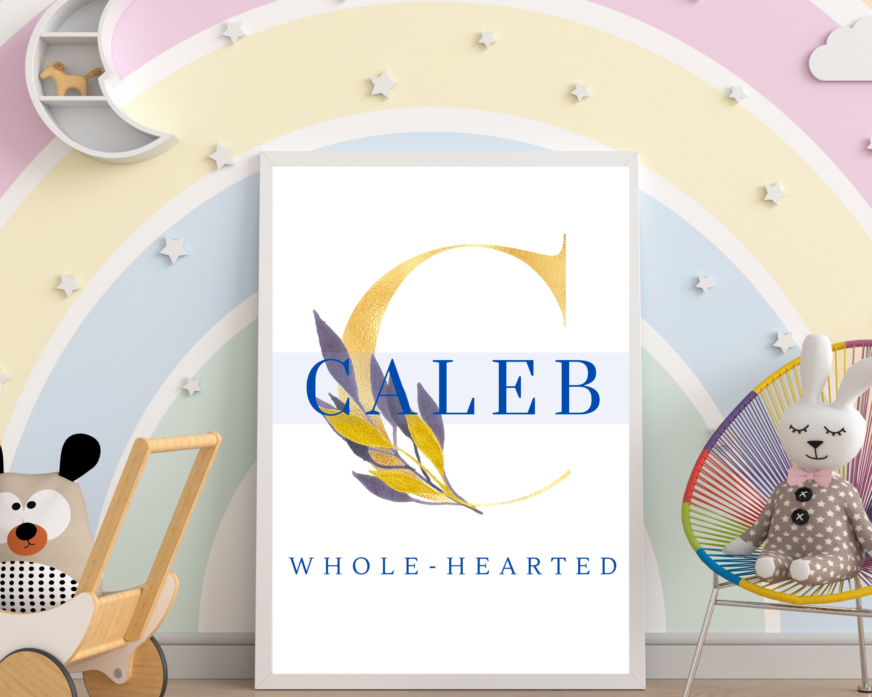 Customizable Baby Name Meaning Printable Caleb Room Sign | Etsy