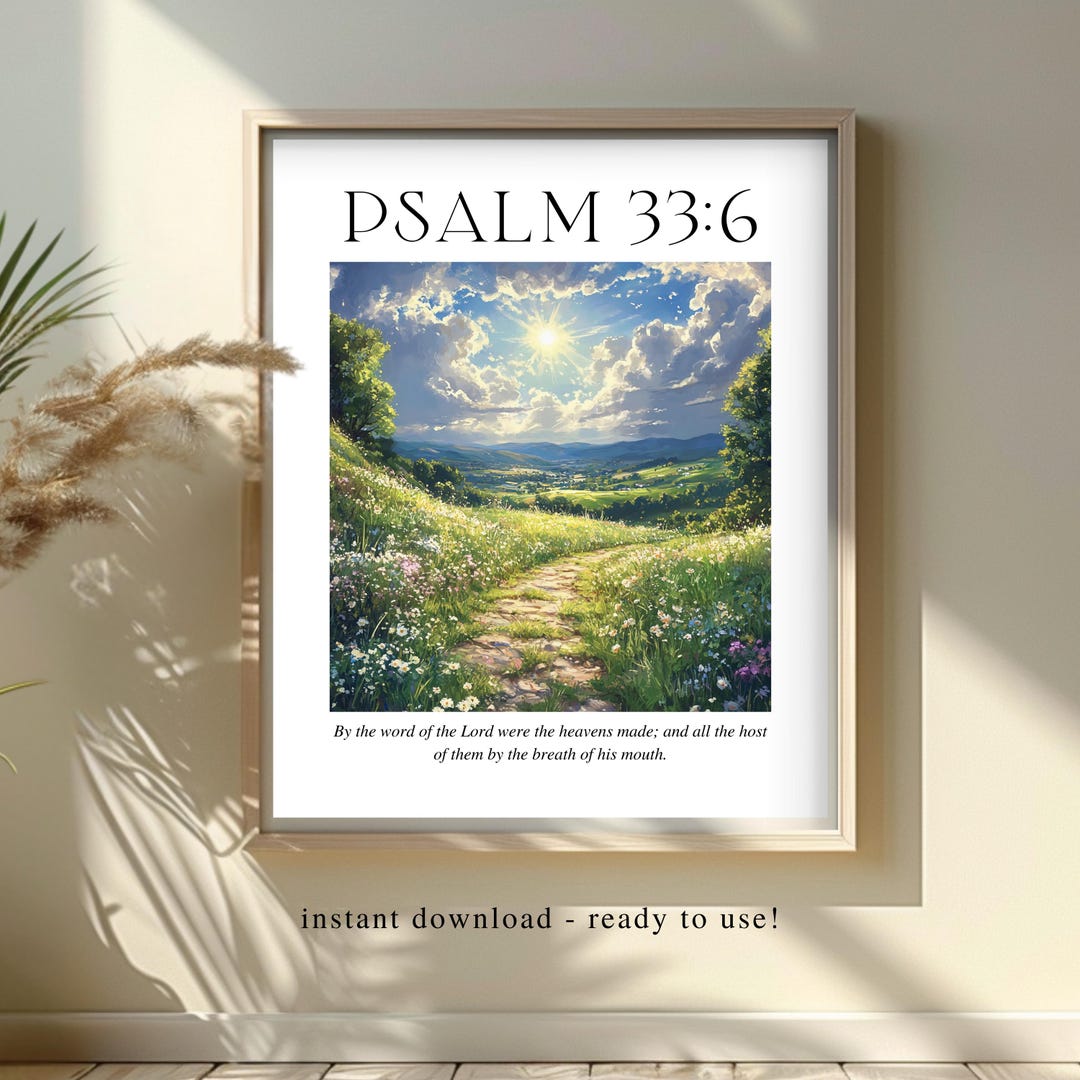 Psalm 33:6 Bible Verse Wall Art Printable, Christian Scripture Decor ...