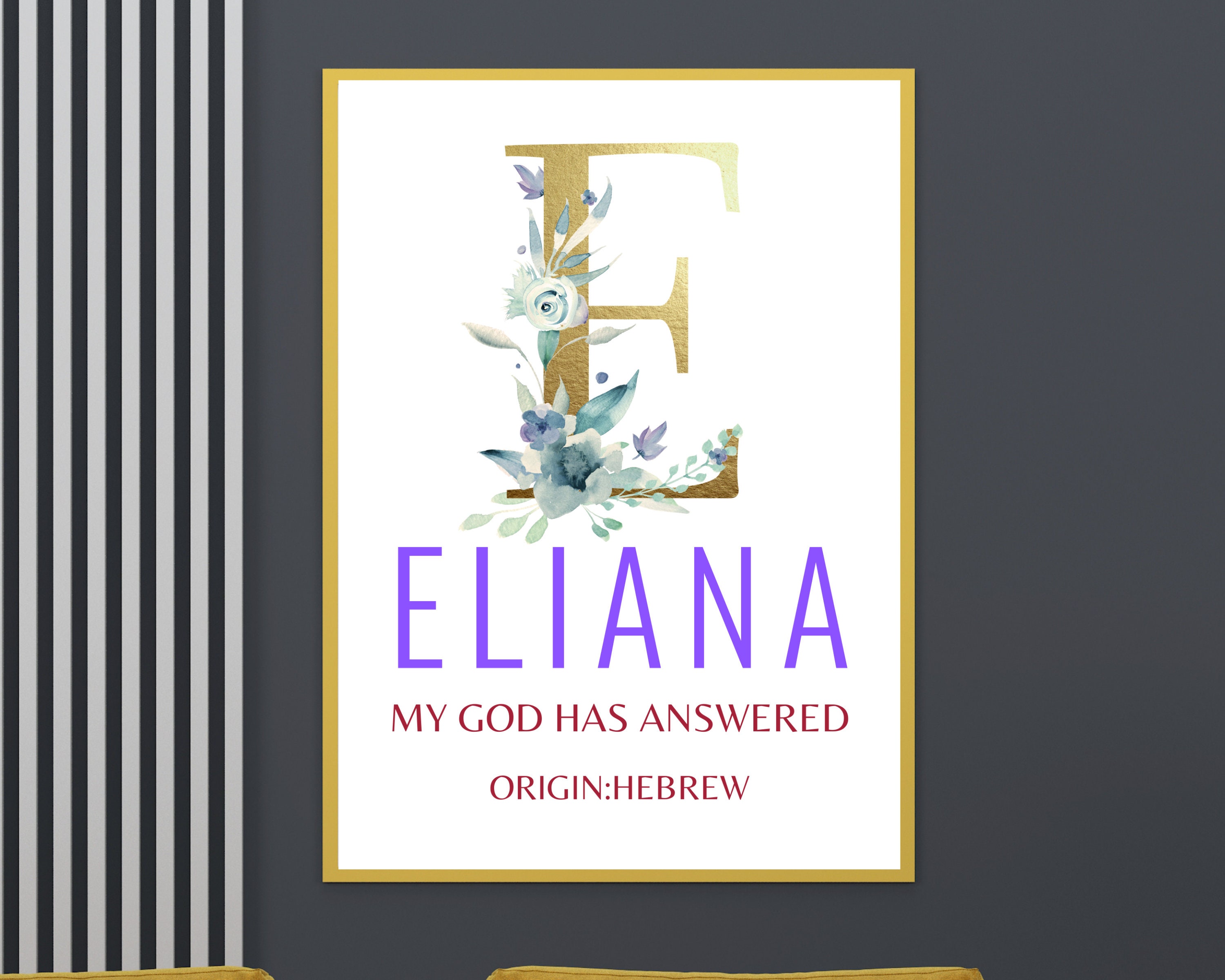 Eliana Custom Name Wall Art Printable Baby Name Meaning - Etsy