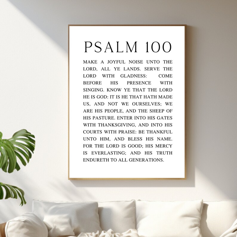Psalm 100 Minimal Bible Verse Printable Black and White Typography ...