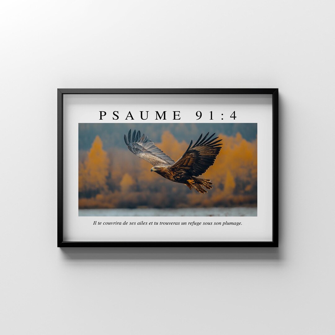 Psalm 91:4 French Bible Verse Eagle Art (digital Download) - Etsy