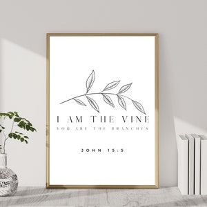 John 15:5 Scripture Wall Art Printable Large Bible Quote Poster Minimal ...