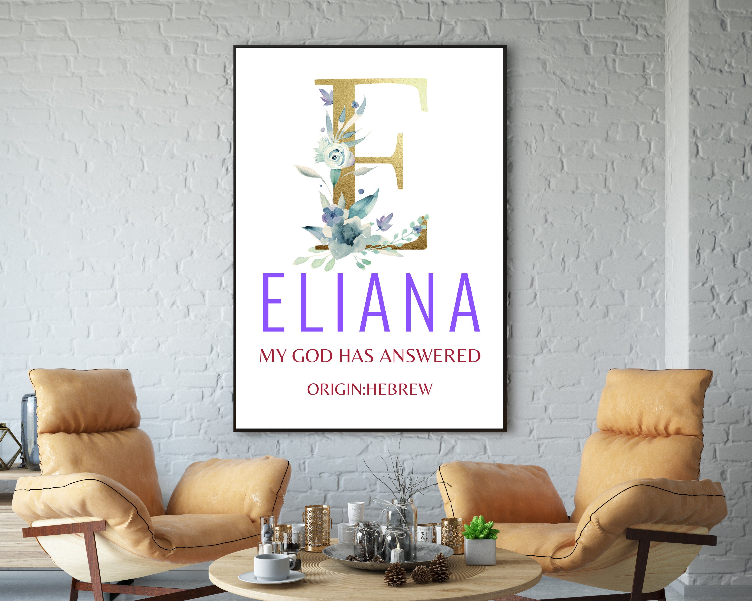 Eliana Custom Name Wall Art Printable Baby Name Meaning - Etsy