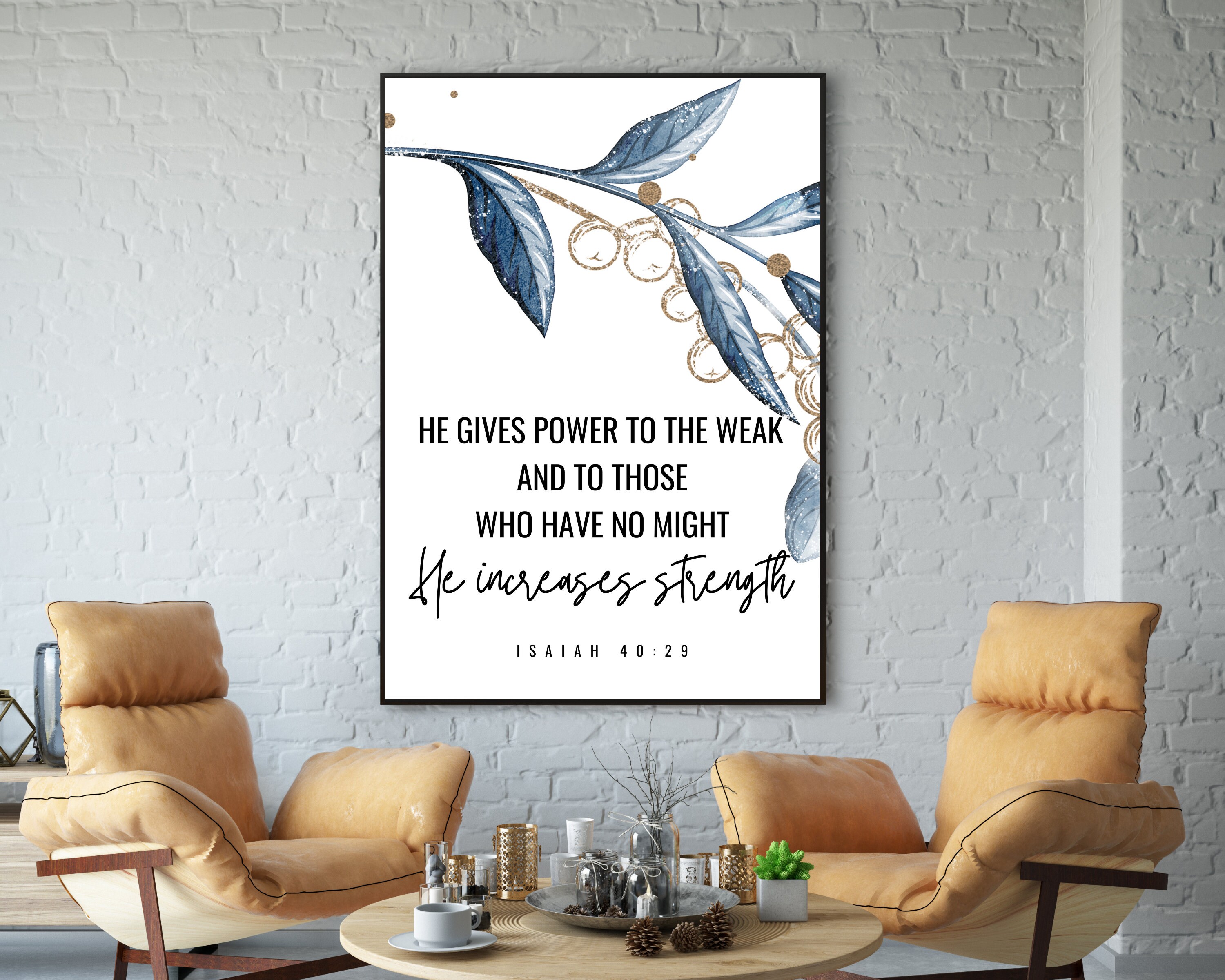 Jesaja 40:29 Bibelvers Wandkunst ER gibt der schwachen Schrift - Etsy.de