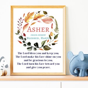 ASHER Name Meaning Wall Art Printable | Custom Boys Name Wall Art ...
