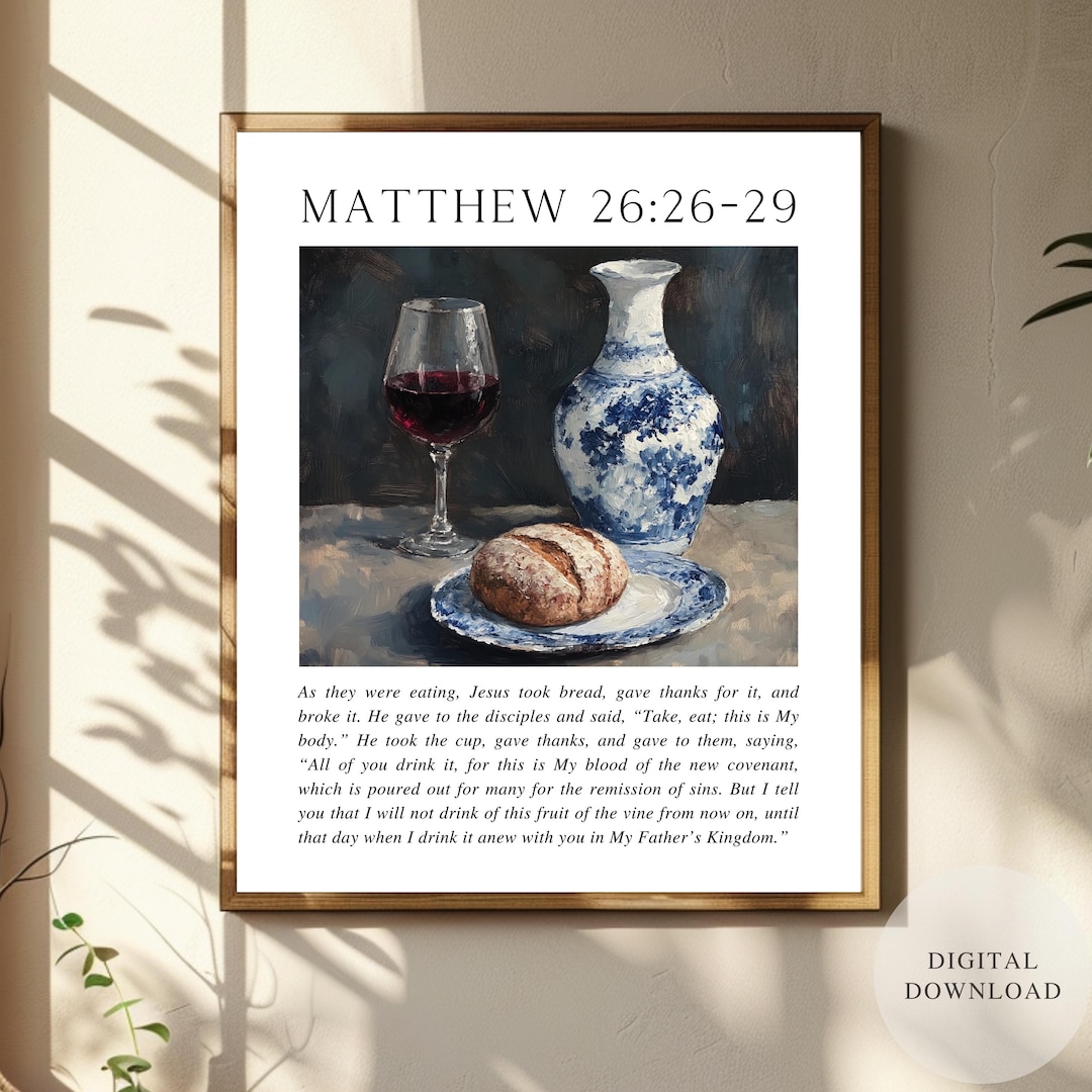 Holy Communion Wall Art Printable Matthew 26:26-28 Scripture Wall Art ...