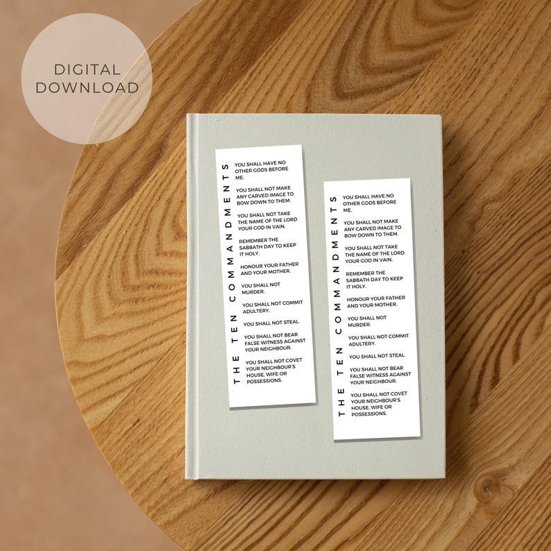 Ten Commandments Bookmark: Christian Bible Verse Gift (digital Download ...