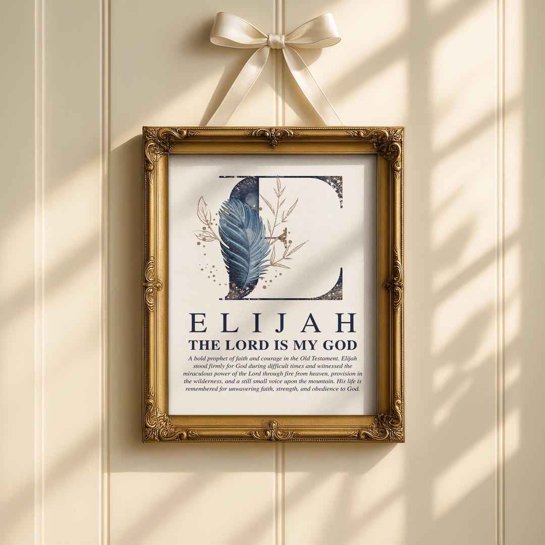 Elijah Name Meaning Wall Art, Christian Boy Nursery Decor, Watercolor ...