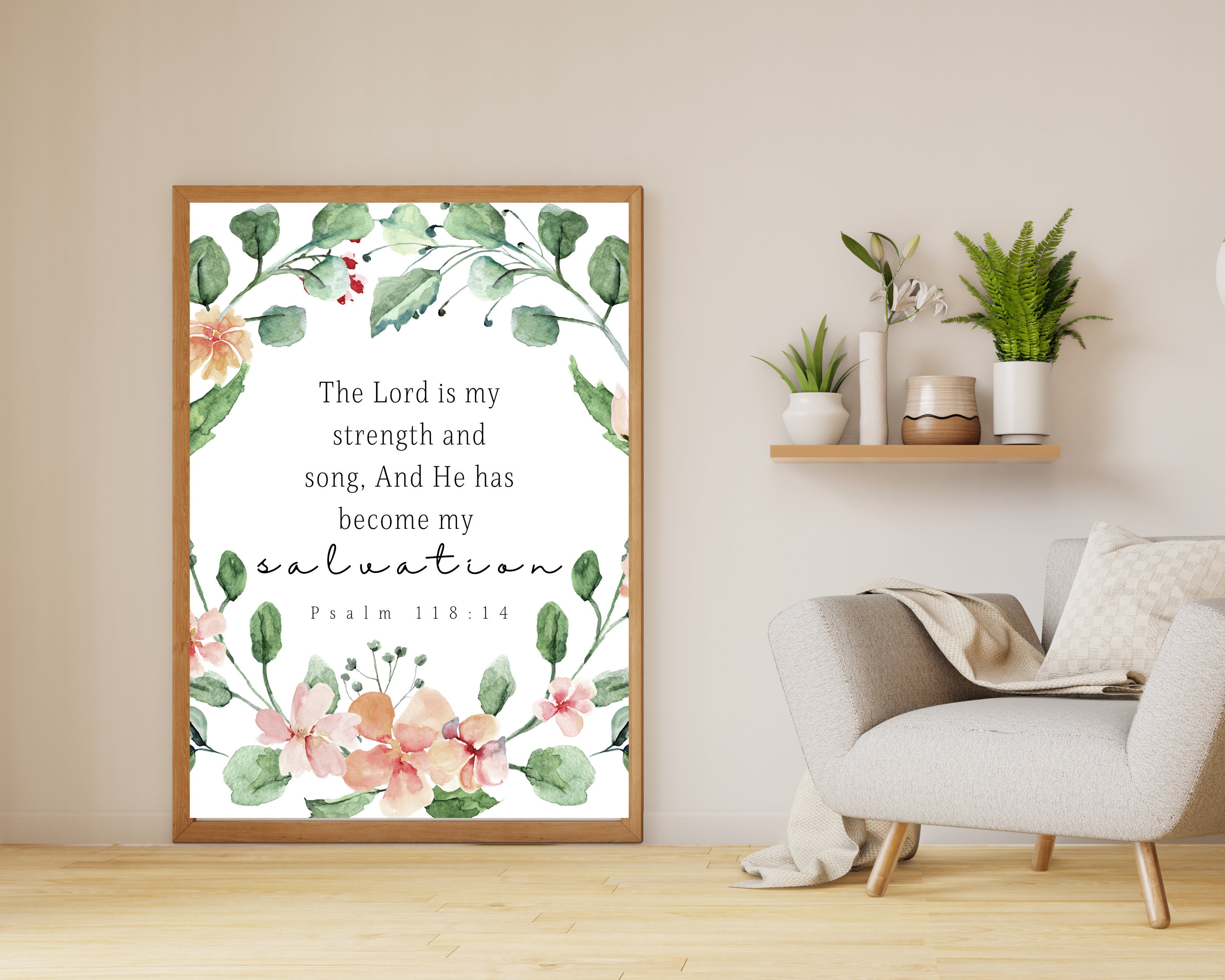 Black White Minimal Digital Download Psalm 118 : 14 Deco,Gift,Poster ...