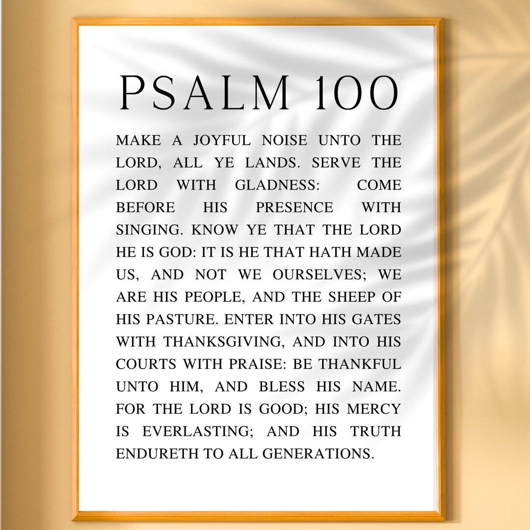 Psalm 100 Minimal Bible Verse Printable Black and White Typography ...
