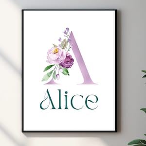 Custom Alice Name Wall Art Personalized Baby Girl Gift Printable ...