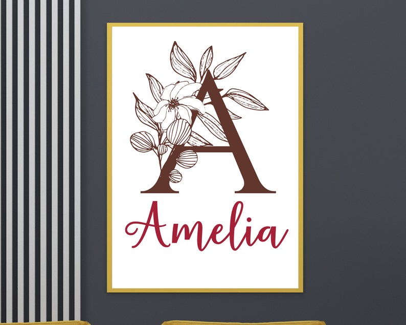 Amelia Name Sign Printable Nursery Wall Art Décor Instant | Etsy