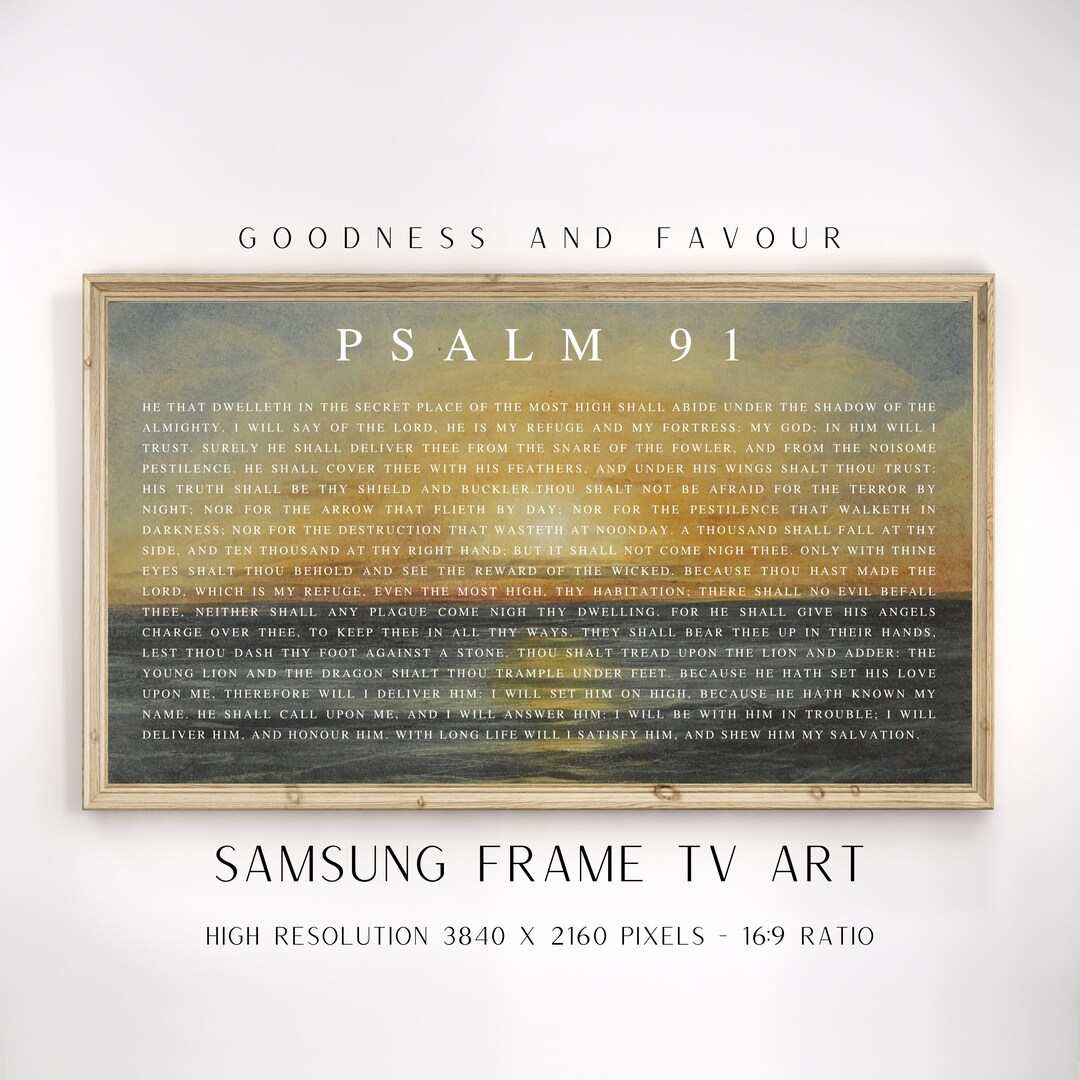 Bible Verse Frame TV Art Psalm 91 Christian Inspirational Scripture ...