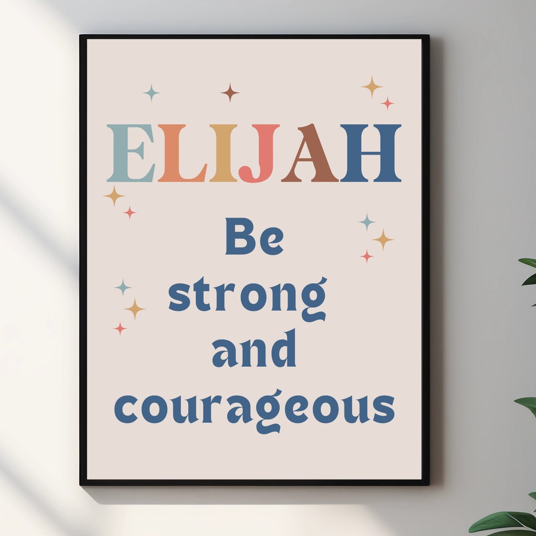 Elijah Name With Bible Verse Wall Art Printable, Nursery Room Wall Art ...
