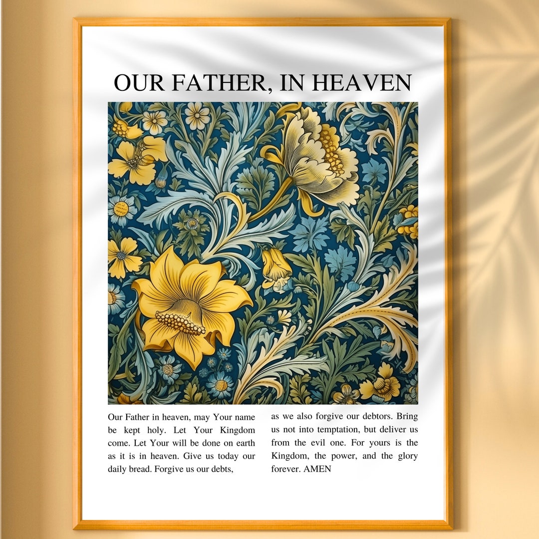 The Lord's Prayer Poster, Vintage Floral Bible Verse Prints, Christian ...