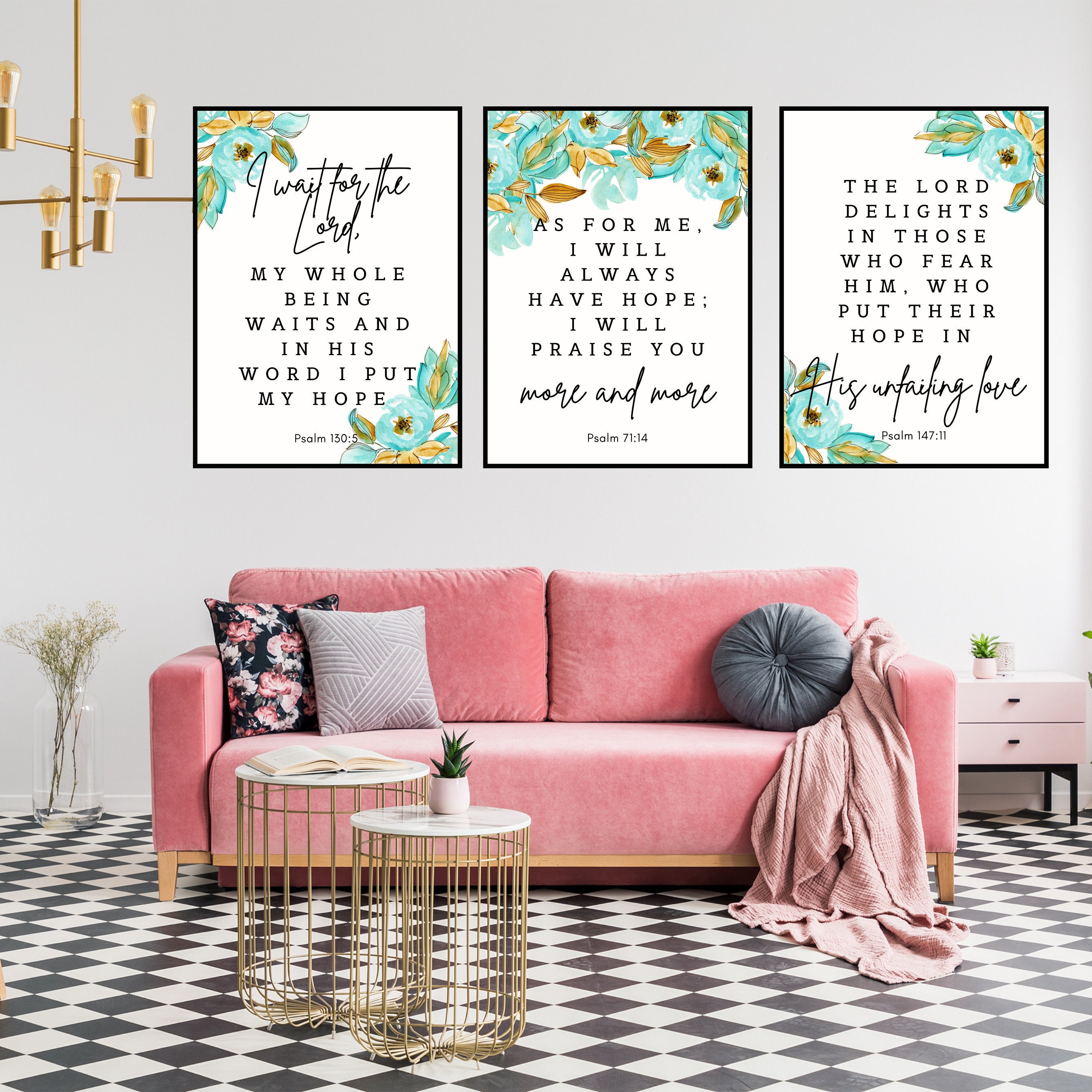 Set of 3 Bible Verse Wall Art, Bible Quote Print, Scripture Wall Art ...
