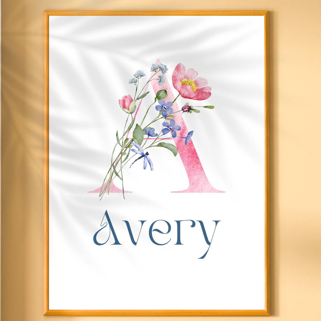 Custom Avery Name Wall Art, Personalized Baby Girl Gift, Printable ...