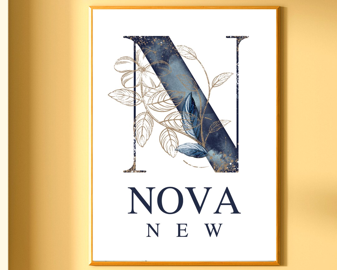 Personalized Nova Name Meaning Art: Modern Girls Room Decor (digital ...